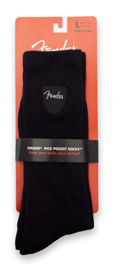 Fender Classic Crew Socks with Pick Pocket - Black | Buffalo Music Store